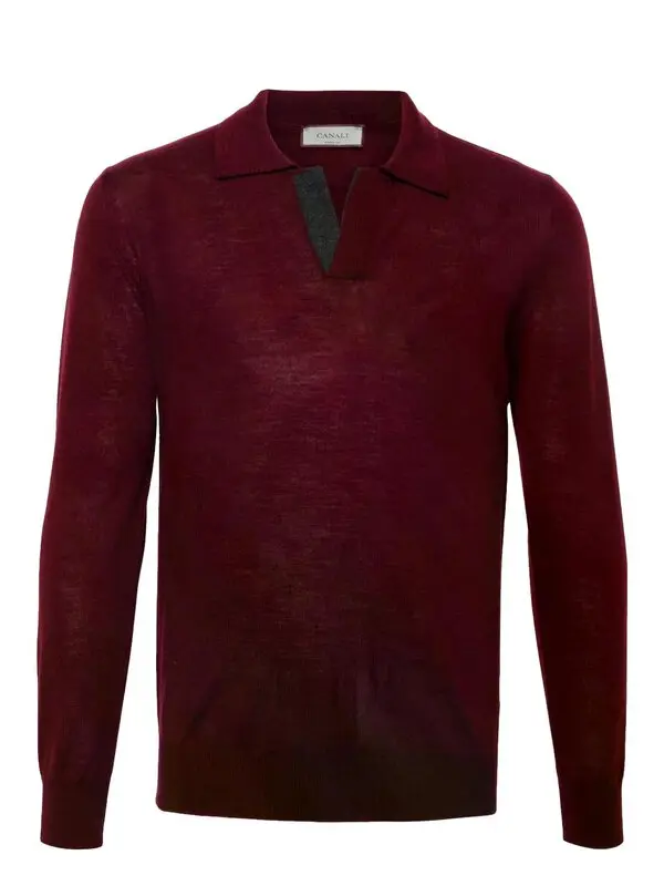 Canali Merino Wool Polo Shirt - Red