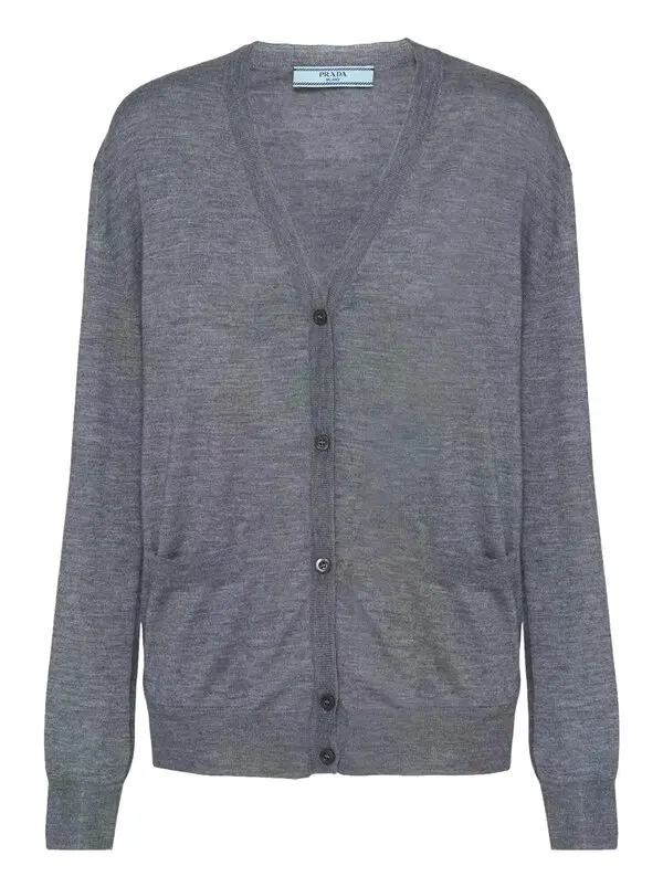 Prada V-neck Wool-cashmere Cardigan - Grey