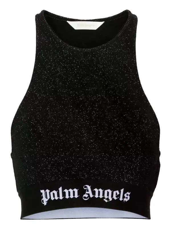 Palm Angels Lurex Crop Top - Black