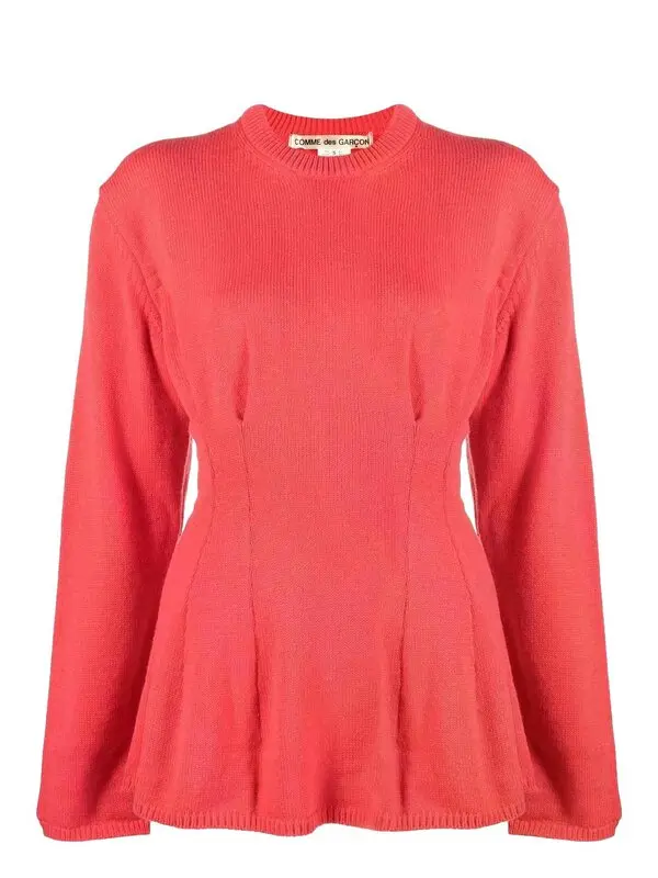 Comme Des Garçons Peplum-hem Crew Neck Jumper - Red