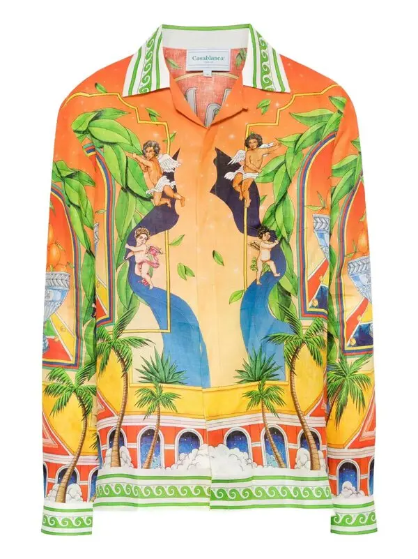 Casablanca Trophy Linen Shirt - Orange
