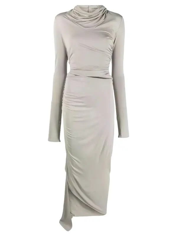 ANDREĀDAMO Asymmetric Draped Midi Dress - Grey