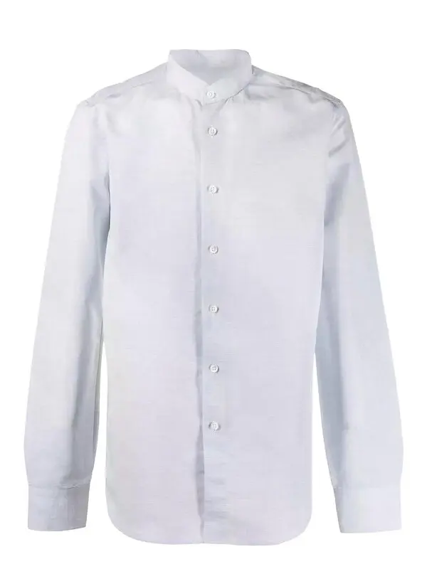 DELL'OGLIO Long-sleeve Collarless Shirt - Grey