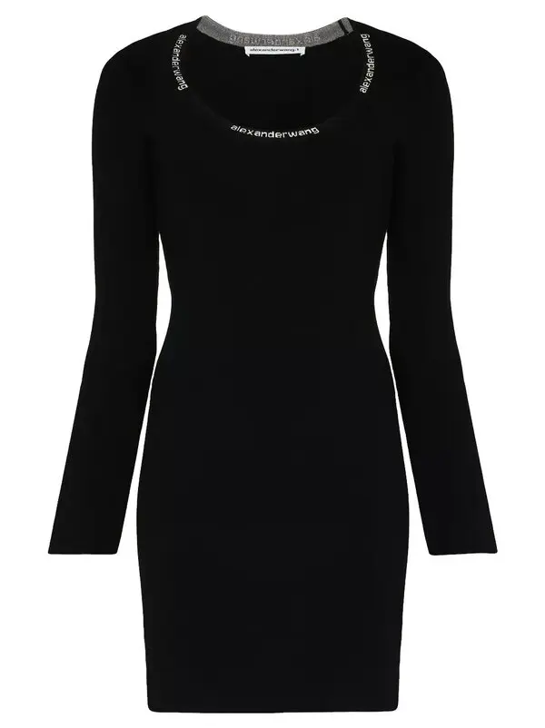 Alexander Wang Logo-trim Bodycon Mini Dress - Black