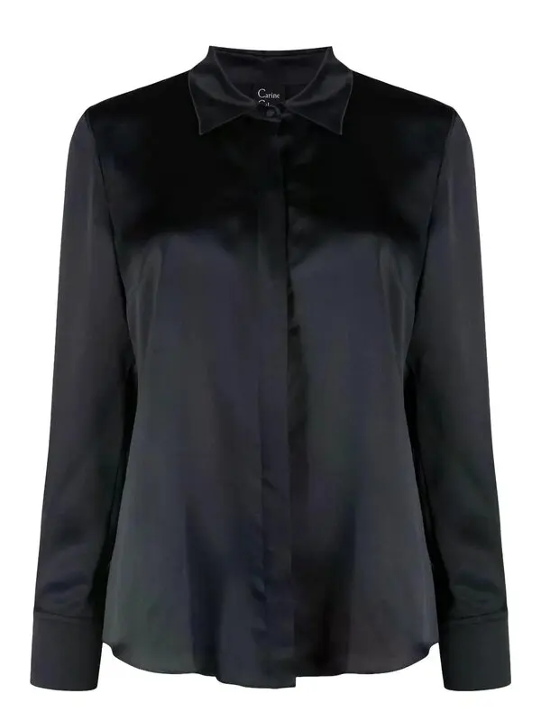 Carine Gilson Long-sleeve Silk-satin Shirt - Grey