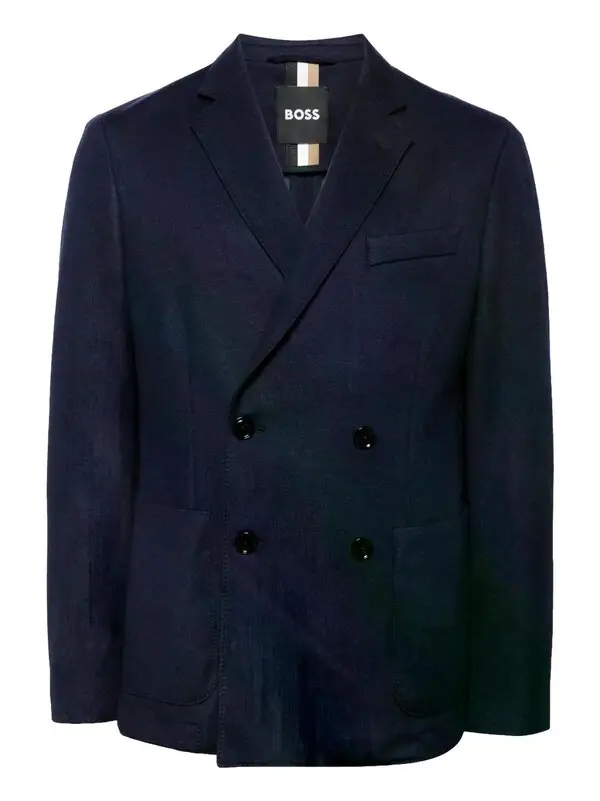BOSS Double-breasted Coat - Blue