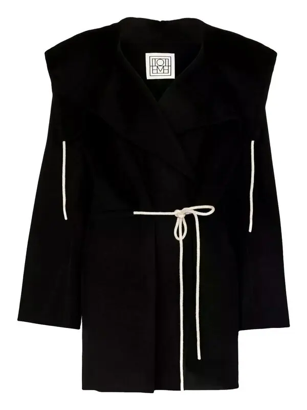 TOTEME Hooded Tie-waist Shirt Coat - Black