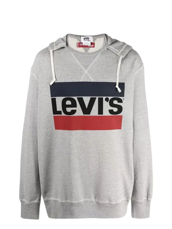 Junya Watanabe Logo Drawstring Hoodie - Grey