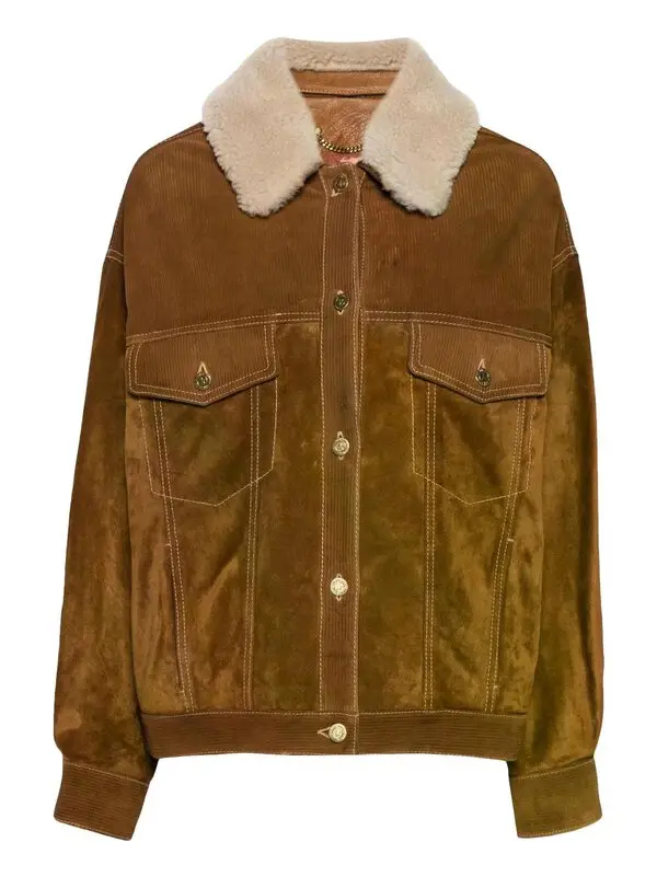 GOLDEN GOOSE Tobacco Suede Jacket With Shearling Collar - Brown
