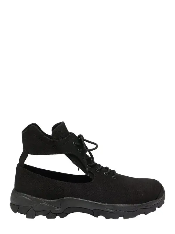 Yohji Yamamoto Cut-out Canvas High-top Sneakers - Black