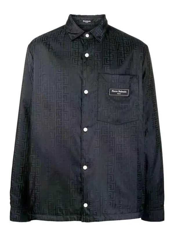 Balmain Monogram Graphic Print Overshirt - Black