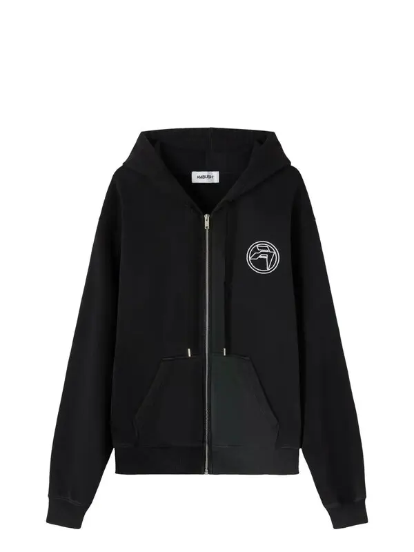 AMBUSH Logo-embroidered Organic Cotton Hoodie - Black