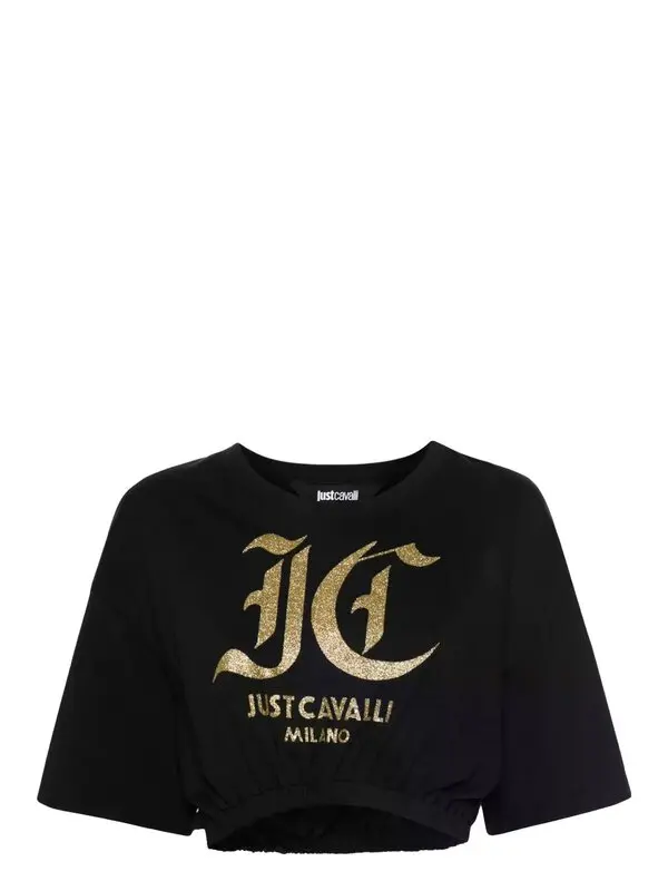 Just Cavalli Logo-print Cotton Crop Top - Black