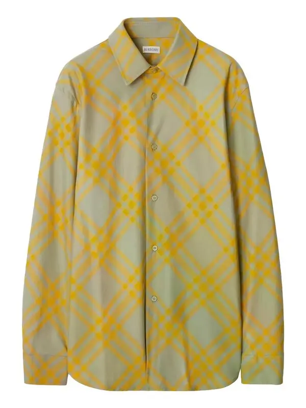 Burberry Check-plaid Cotton Shirt - Grey