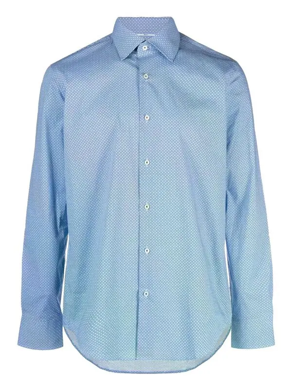 BOSS Graphic-print Long-sleeve Shirt - Blue