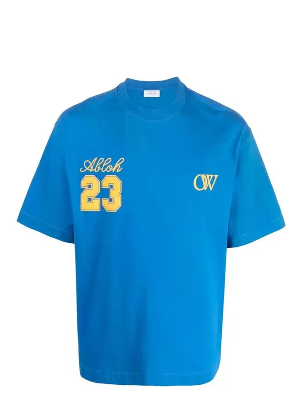 Off-White Logo-print Cotton T-shirt - Blue