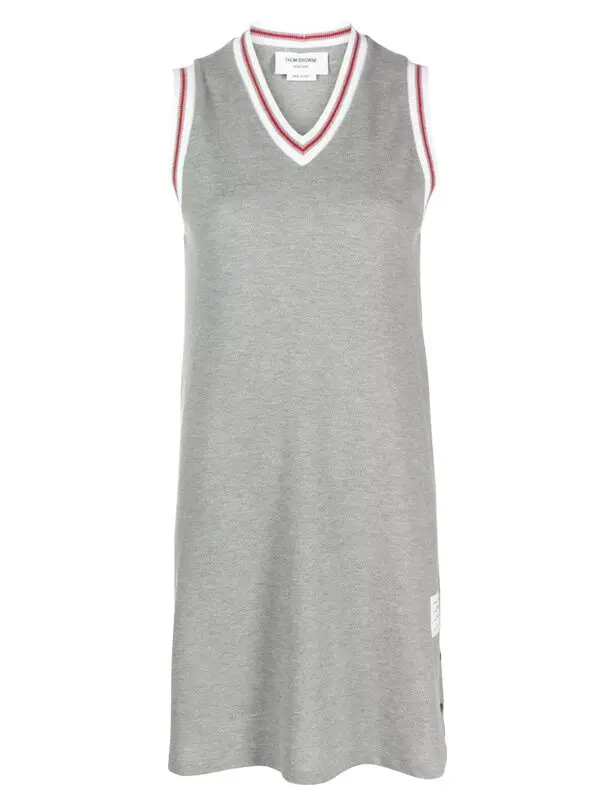 Thom Browne Stripe-trim Cotton Minidress - Grey