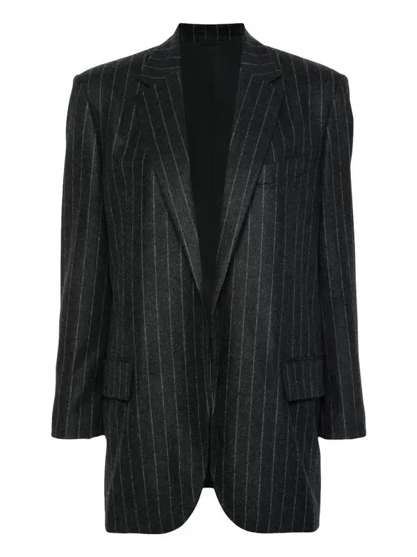 Brunello Cucinelli Pinstriped Wool Blazer - Grey