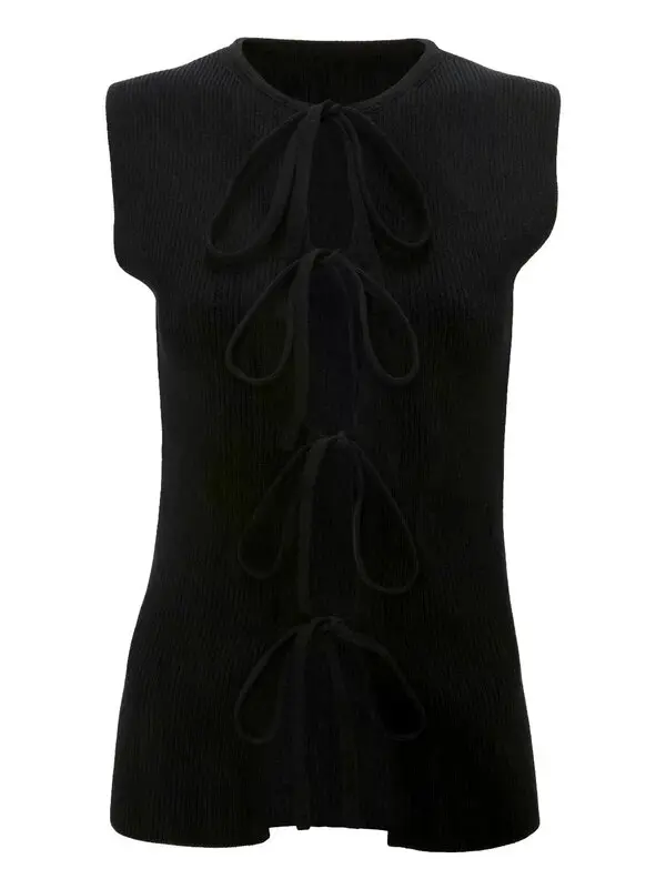 JW Anderson Bow-tie Ribbed Tank Top - Black