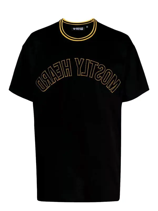 MOSTLY HEARD RARELY SEEN Varsity Logo-embroidered Cotton T-shirt - Black
