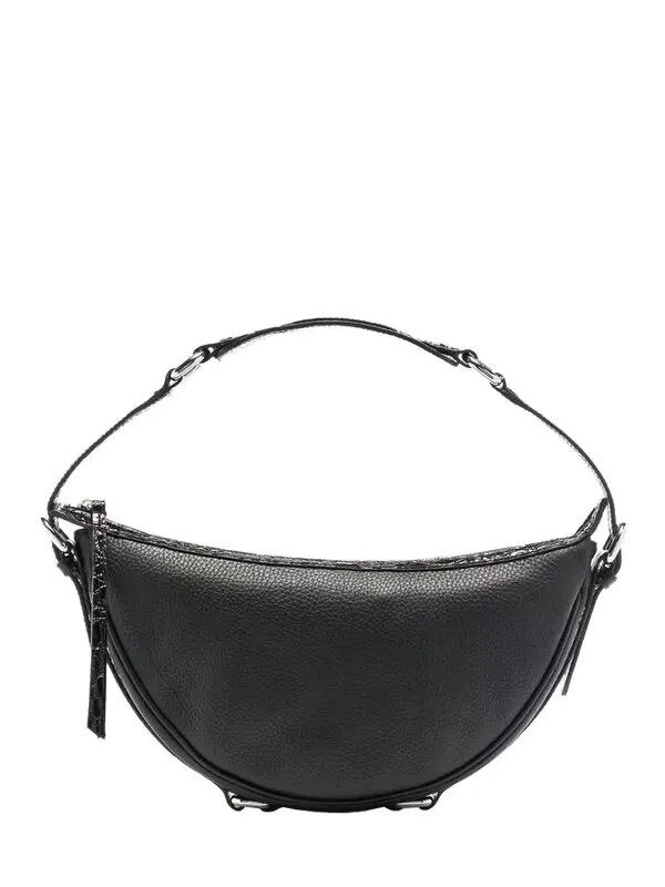 By Far Grained Leather Curved Shoulder Bag - Black