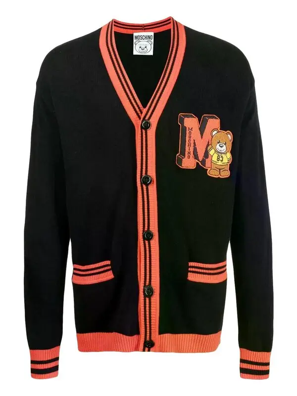 Moschino Embroidered Toy-bear Patch Cardigan - Black