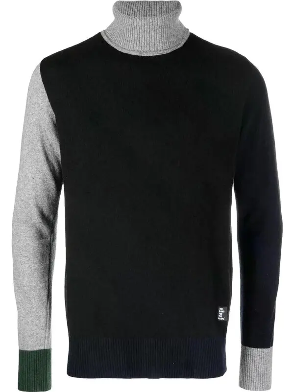 THE POWER FOR THE PEOPLE High-neck Color-block Wool Jumper - Black