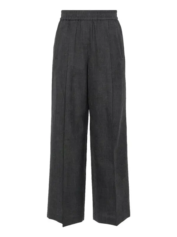 Brunello Cucinelli Virgin Wool Palazzo Pants - Grey