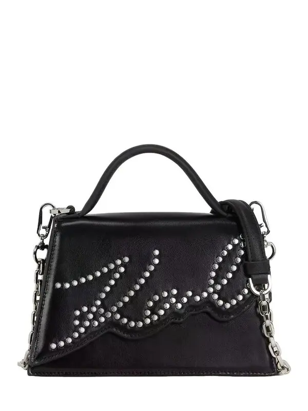 Karl Lagerfeld Signature Studded Crossbody Bag - Black