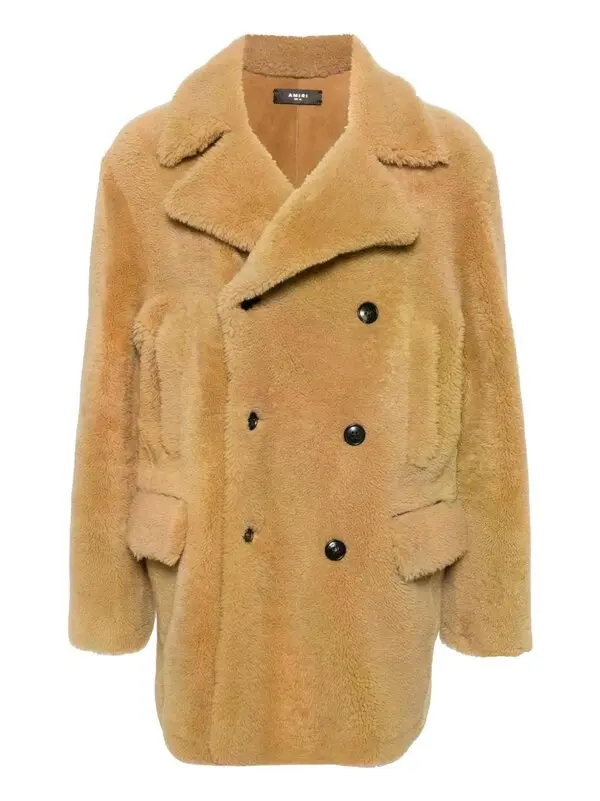 Amiri Double-breasted Shearling Coat - Brown