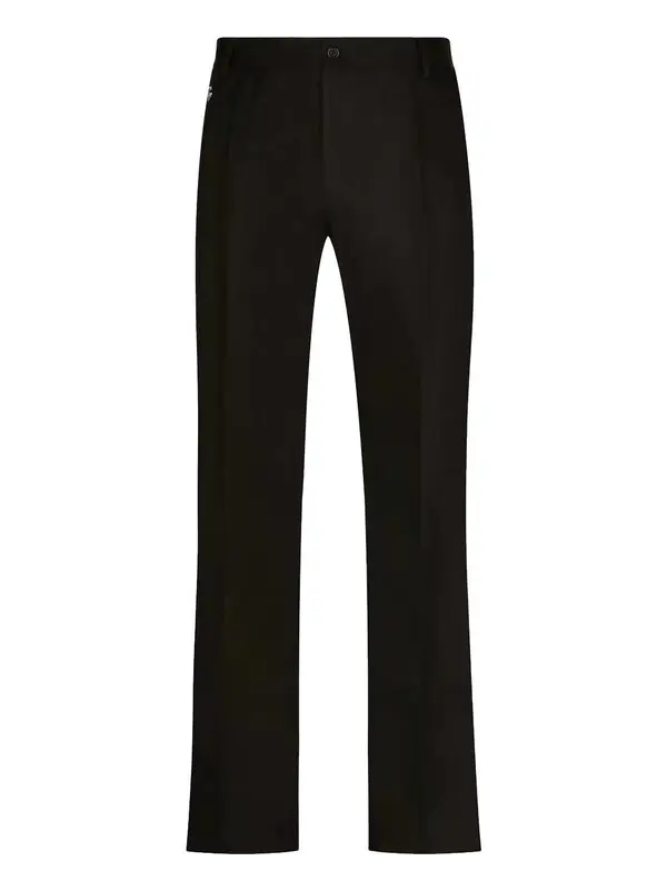 Dolce & Gabbana Stretch-cotton Trousers With Dg Patch - Black