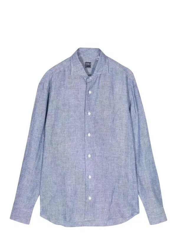 Fedeli Striped Linen Shirt - Blue