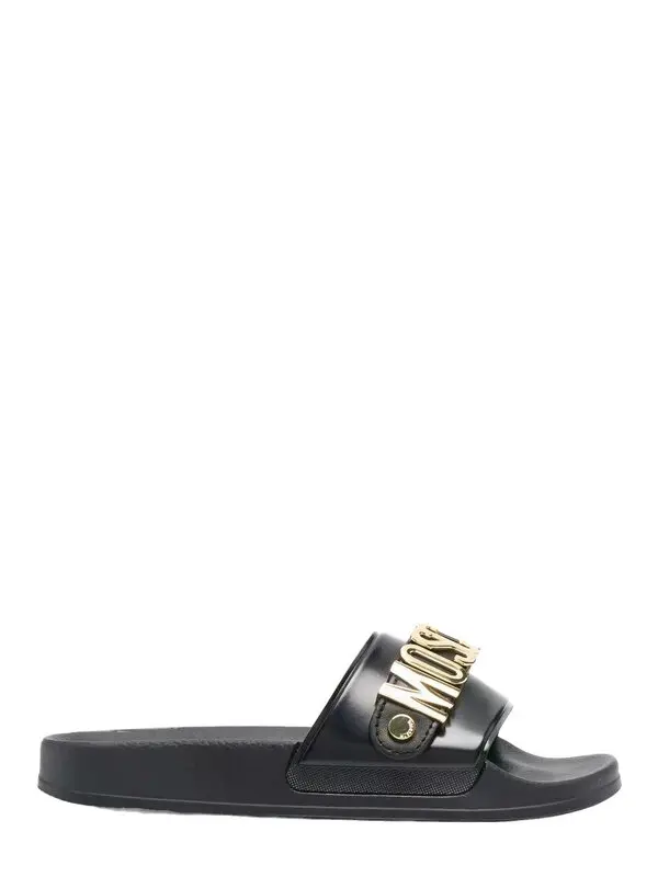 Moschino Logo-plaque Slides - Black