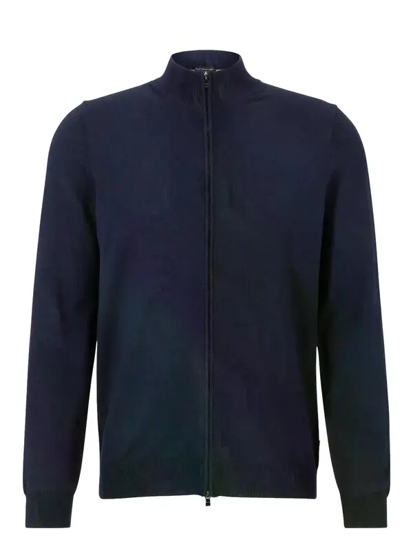 BOSS Zipped Knit Cardigan - Blue