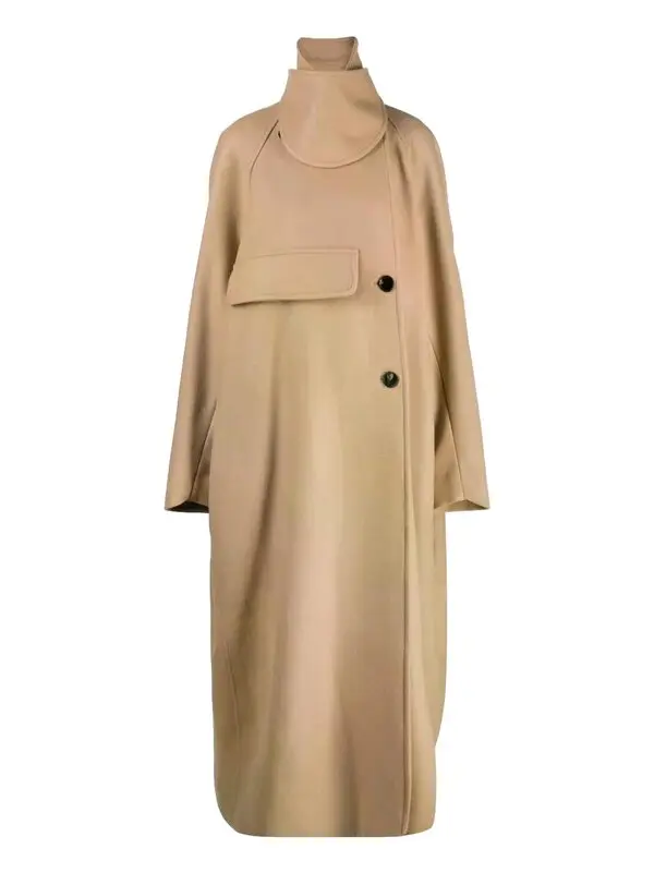 LITKOVSKA Off-centre Button Shield Coat - Neutrals
