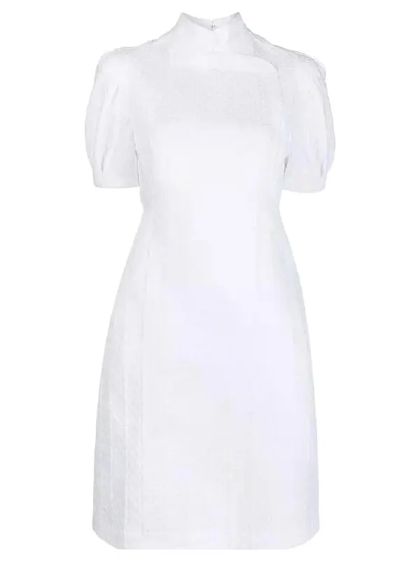 Shiatzy Chen Band-collar Short-sleeved Dress - White