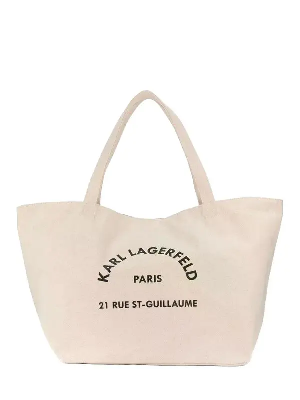 Karl Lagerfeld Rue St-guillaume Canvas Tote Bag - Neutrals