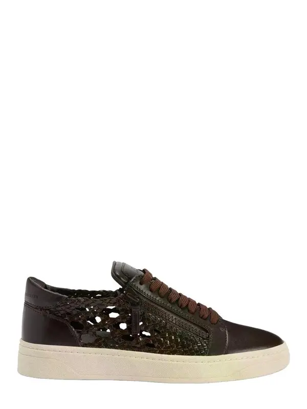 GIUSEPPE ZANOTTI Double-zip Low-top Interwoven Sneakers - Brown