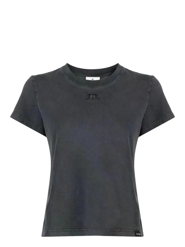 COURREGES Logo-patch Cotton T-shirt - Grey