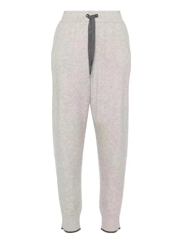 Brunello Cucinelli Mid-rise Cashmere Track Trousers - Grey