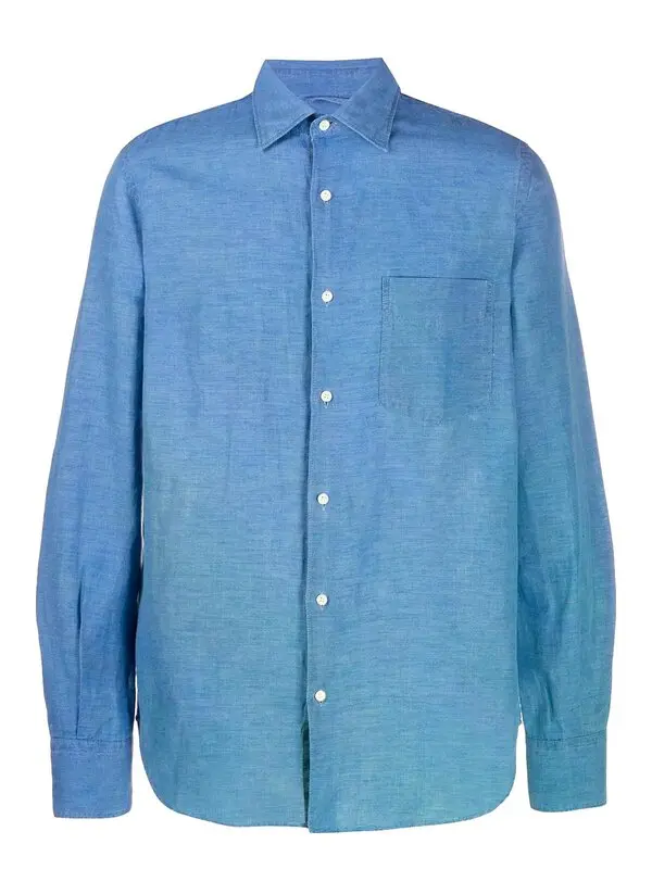 Aspesi Plain Button-up Long Sleeve Shirt - Blue