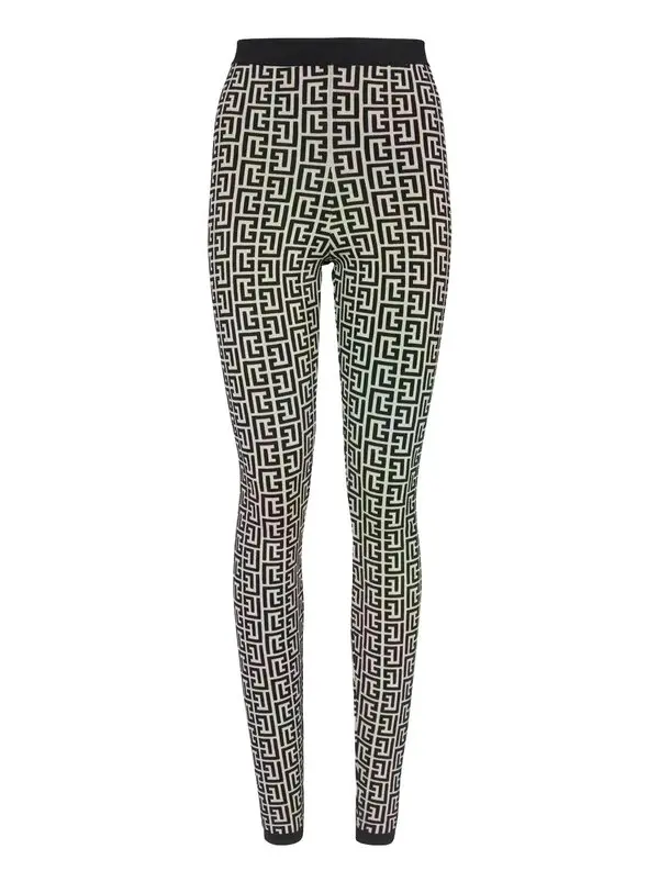 Balmain Monogram-print High-waisted Leggings - Black