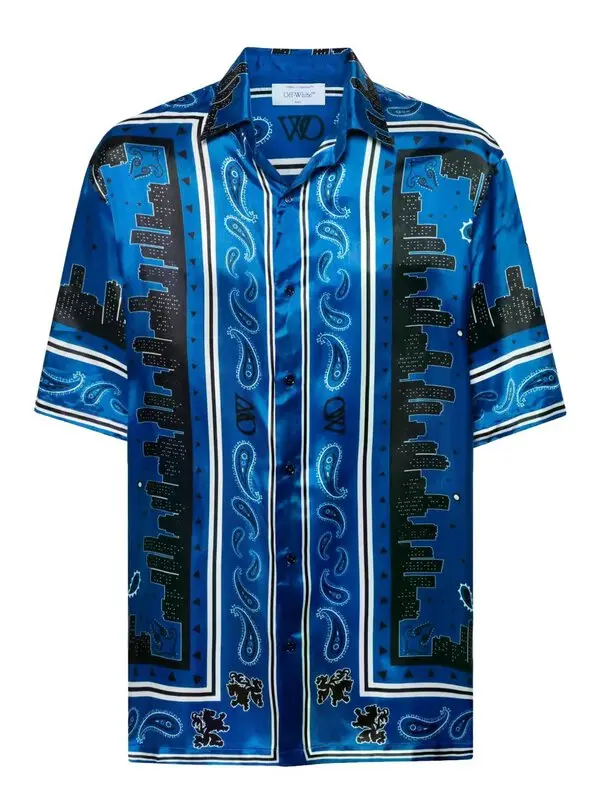 Off-White Bandana-print Satin Shirt - Blue