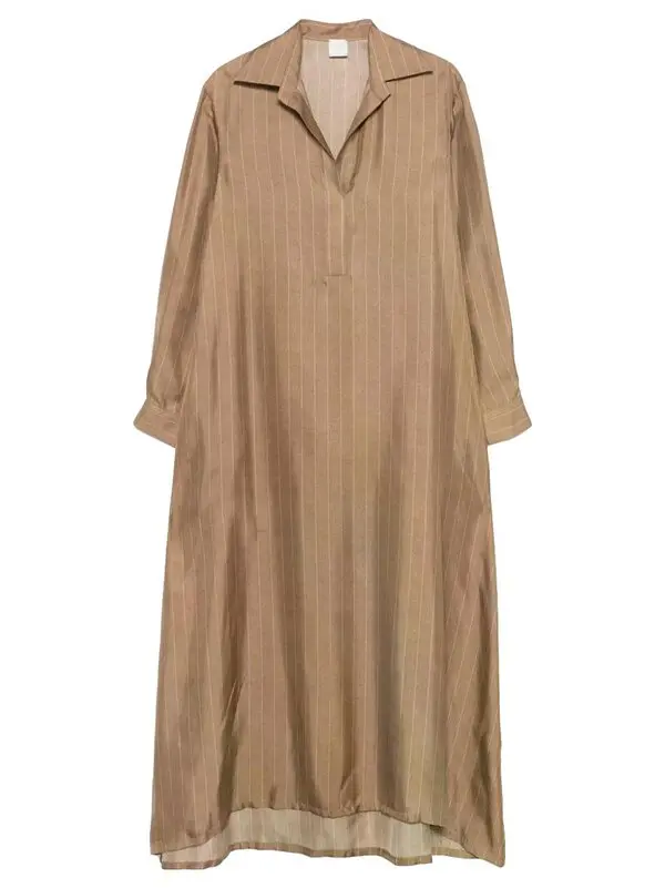 Eleventy Pinstriped Maxi Dress - Brown