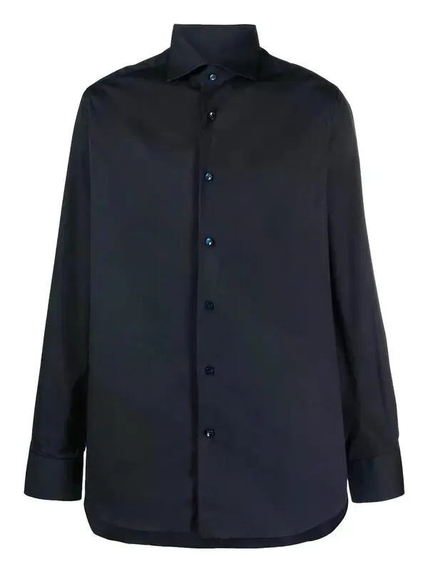 BARBA NAPOLI Long-sleeve Cotton Shirt - Blue