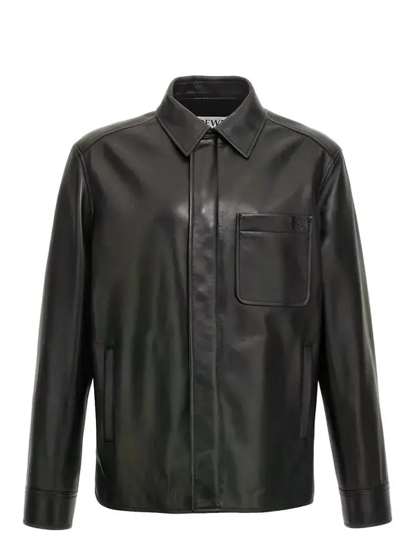 Loewe Long-sleeve Leather Overshirt - Black