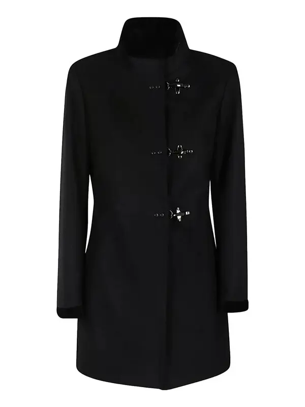 FAY Virgin Wool-blend Coat With Gancini Buckle - Black