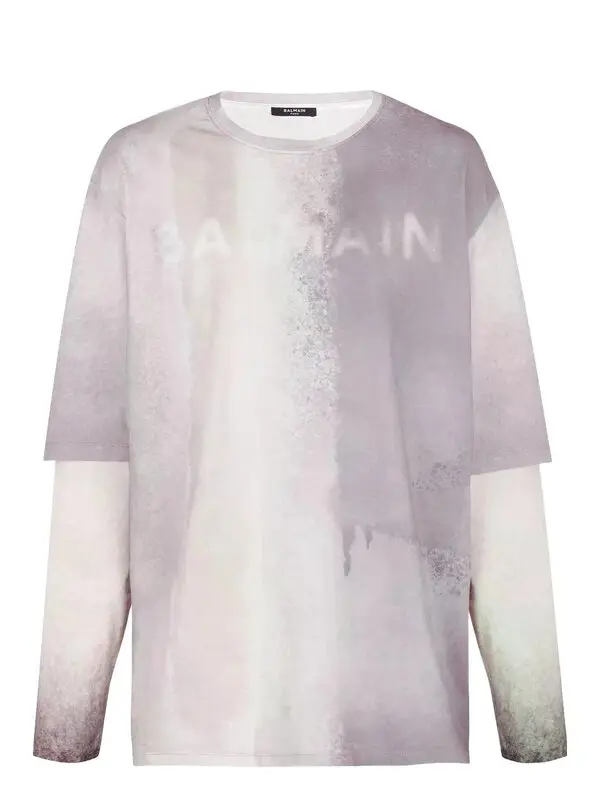Balmain Logo-print Organic Cotton T-shirt - Grey