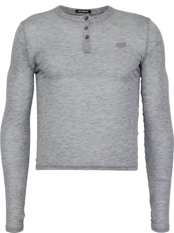 GROUND ZERO Logo-embroidered T-shirt - Grey