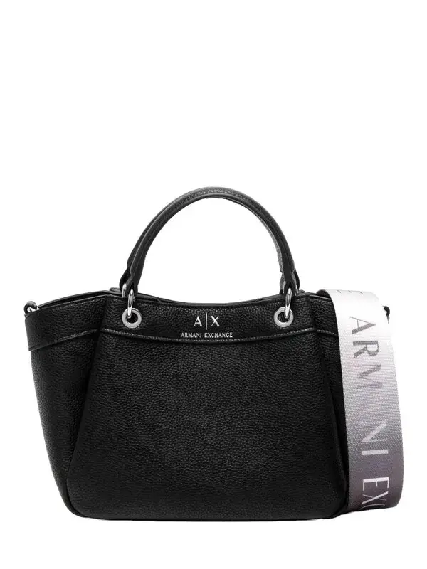 Armani Exchange Logo-debossed Grained-texture Tote Bag - Black